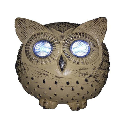 Lightahead Solar Owl Light Poly Resin Owl with LED Eye Powered by Sola